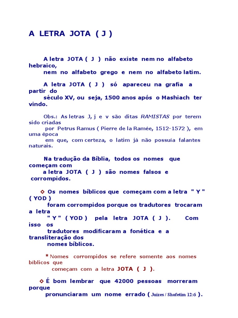 A Letra Jota (J) | PDF | Religião e Espiritualidade