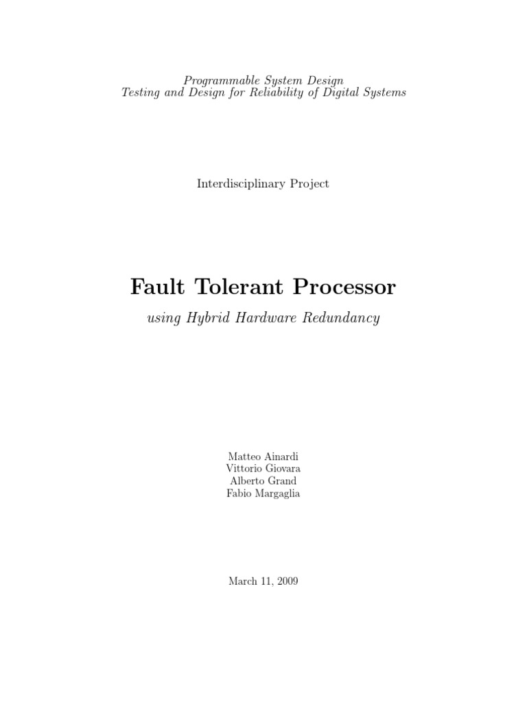 Fault Tolerant Processor Using Hybrid Hardware Redundancy | PDF ...