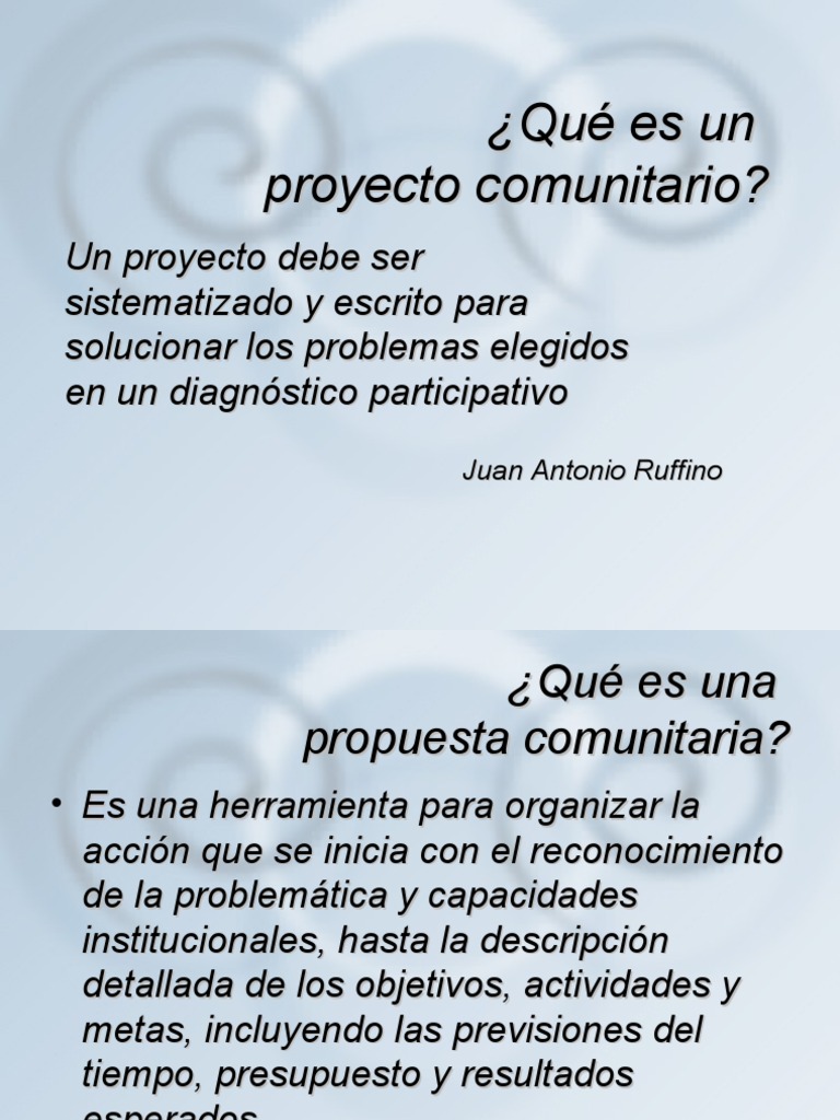 Que Es Un Proyecto Comunitario | PDF | Presupuesto | Planificación