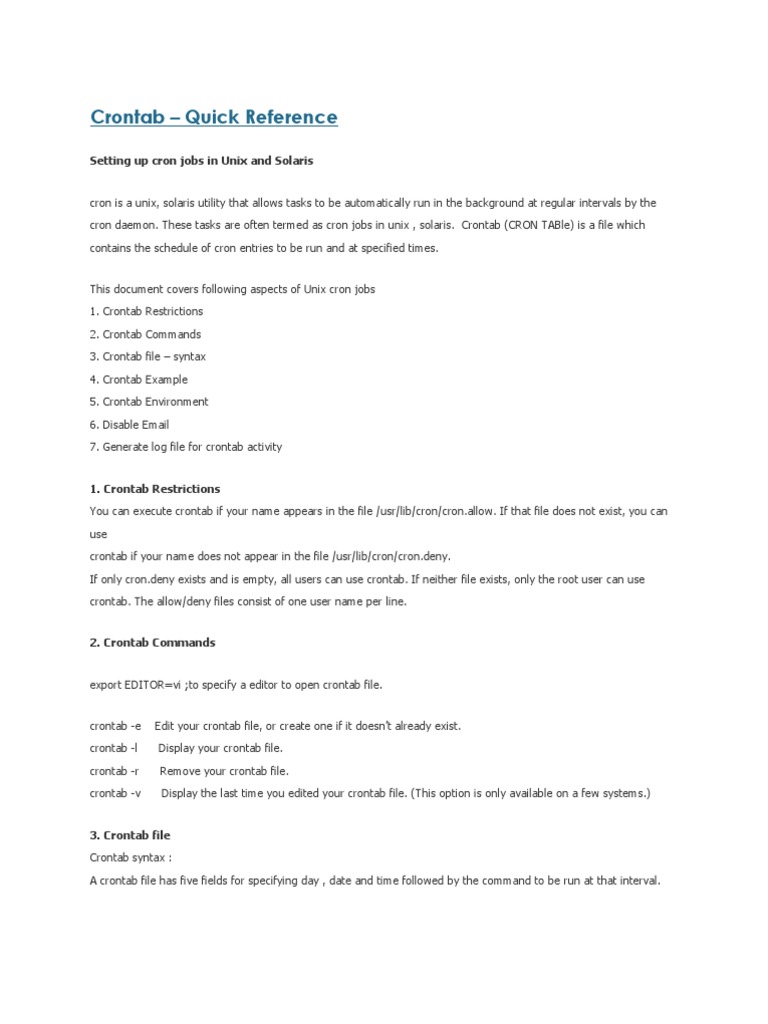 Cron Tab | PDF | Computer Architecture | Unix