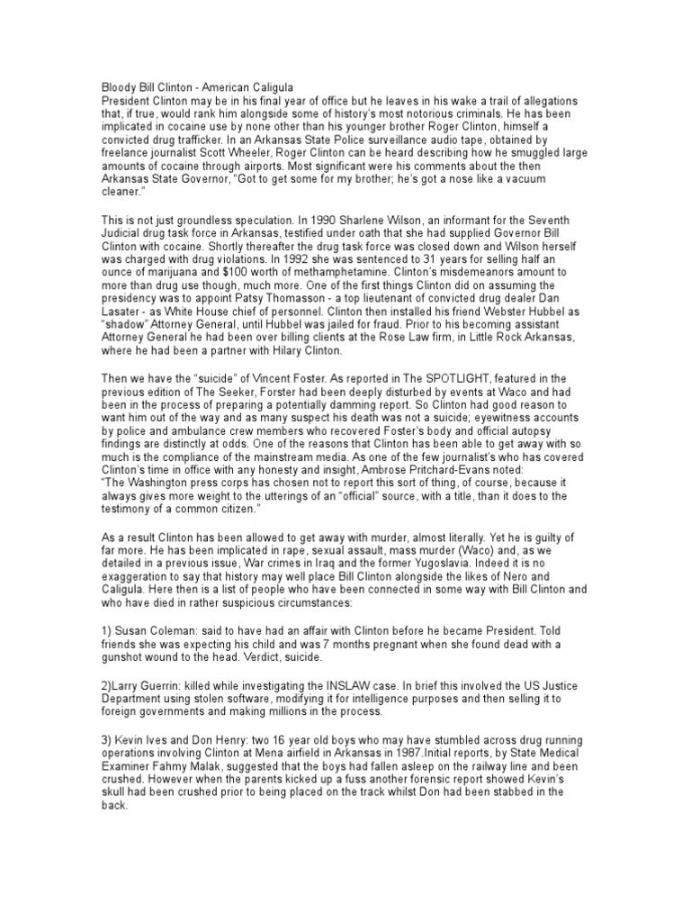 Bill Clinton - American Caligula | PDF | Crime & Violence | Crime Thriller