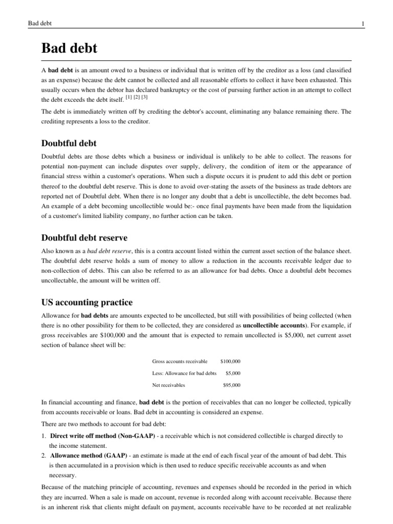 Bad Debt | PDF | Bad Debt | Liability (Financial Accounting)