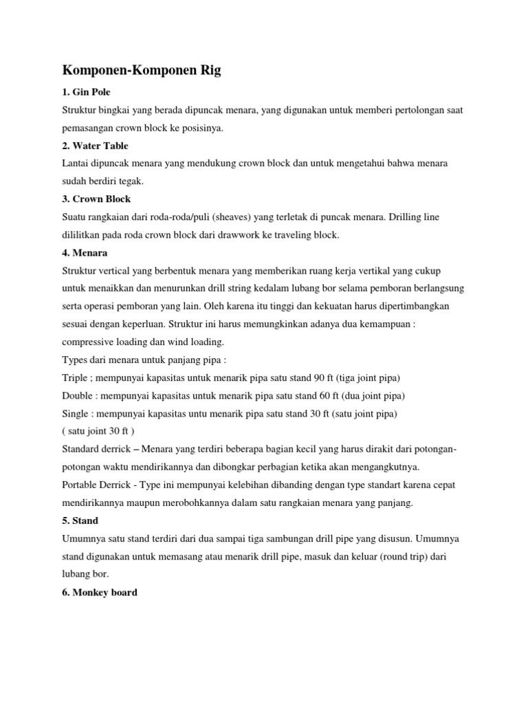 Komponen Rig | PDF