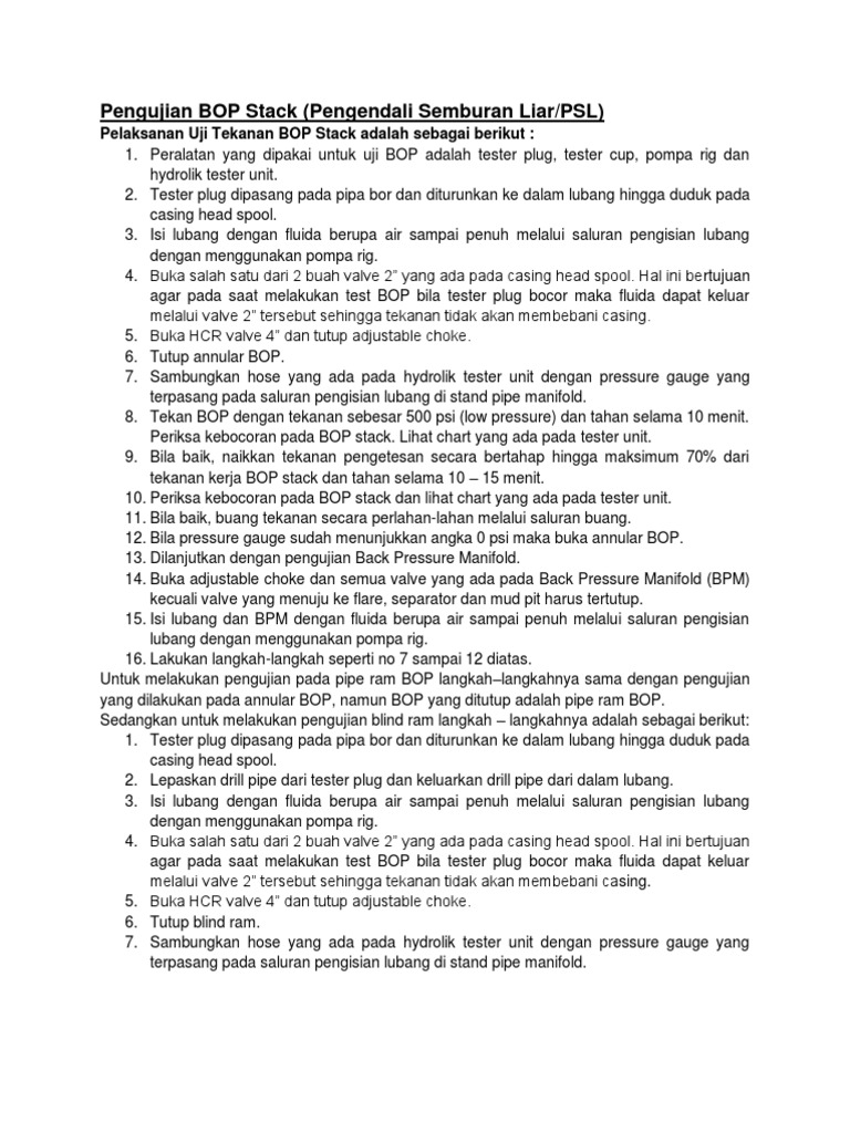 Pengujian BOP Stack | PDF