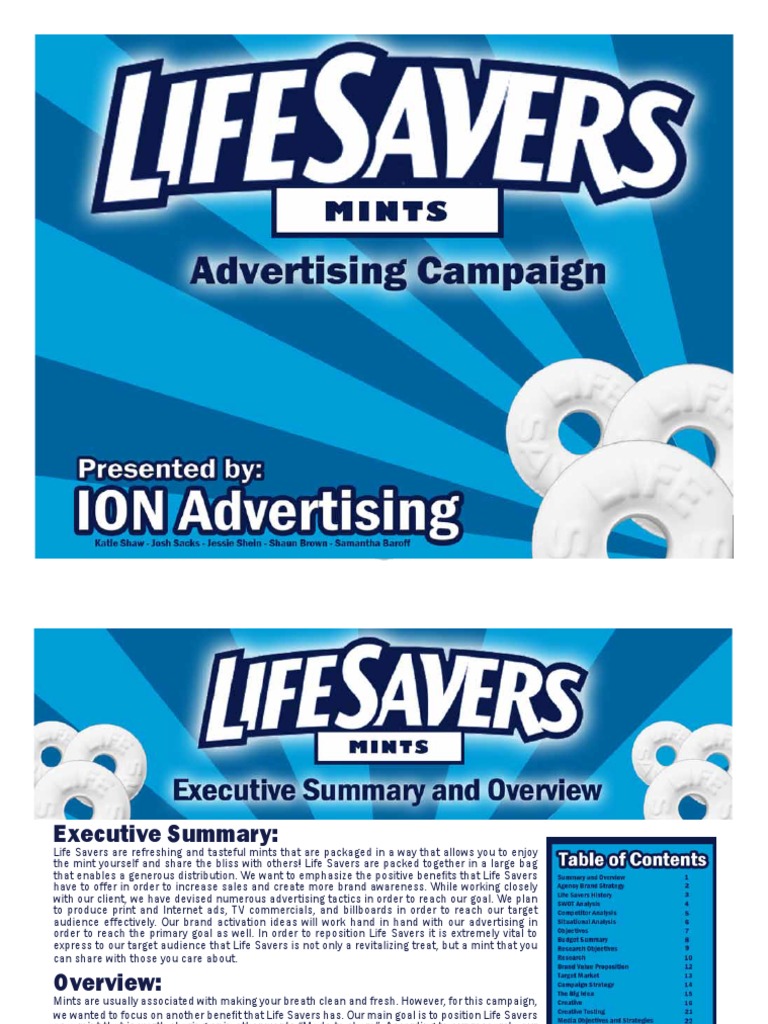 LifeSavers Advertising Campaign | PDF | Advertising | Television Advertisement