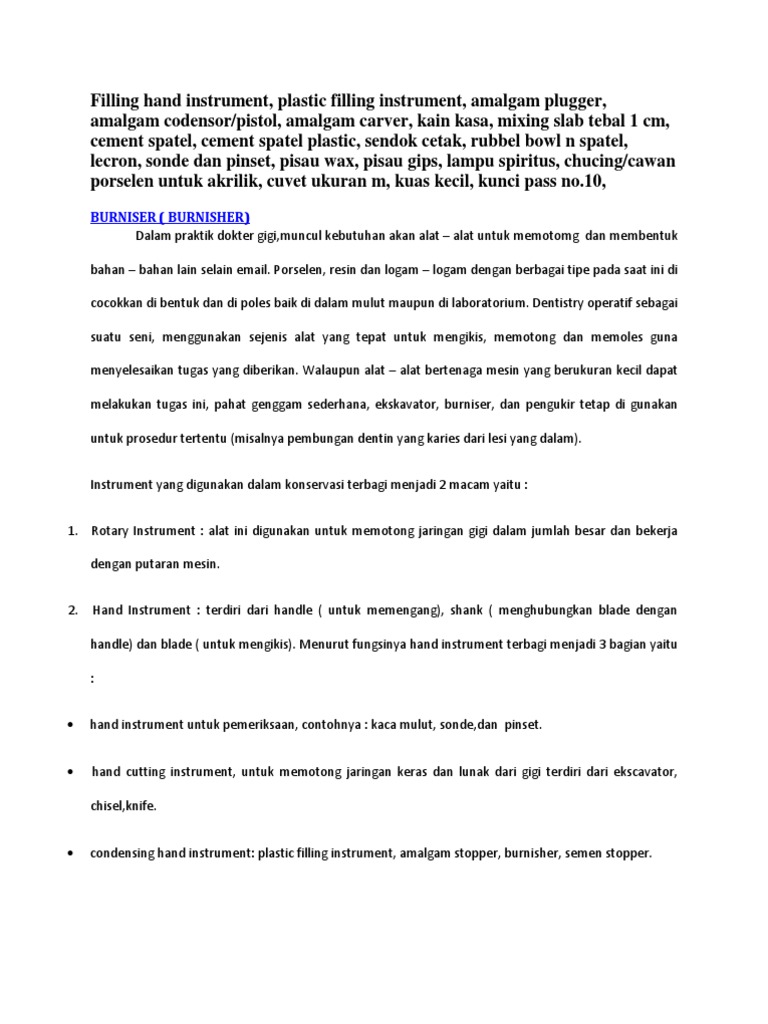 Filling Hand Instrument | PDF