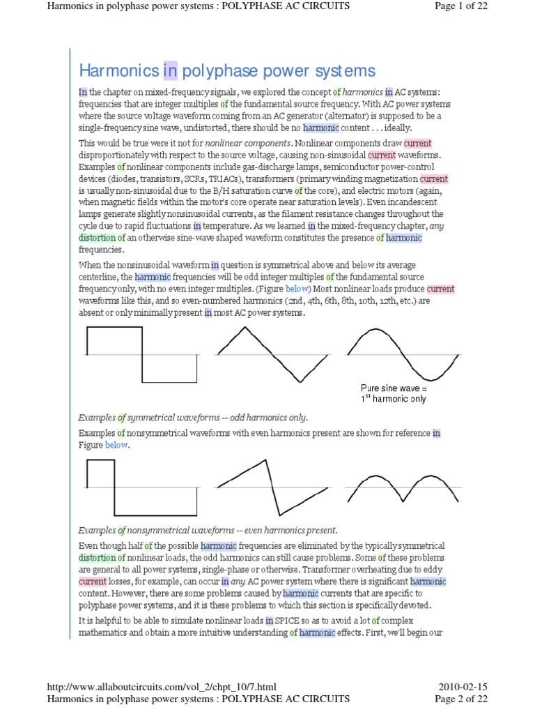 Harmonics in Polyphase Power Systems | PDF | Spice | Electric Power System