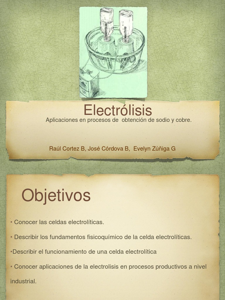 Presentacion Electrolisis | PDF | Redox | Electrodo