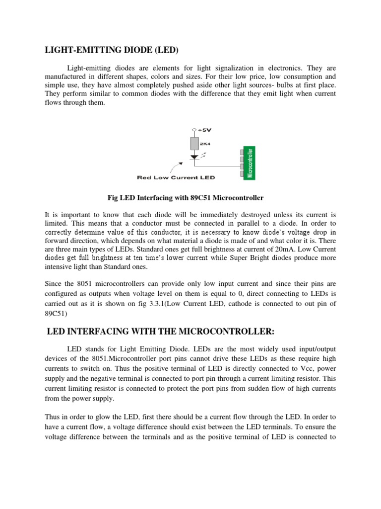 Light-Emitting Diode (Led) : Fig LED Interfacing With 89C51 ...