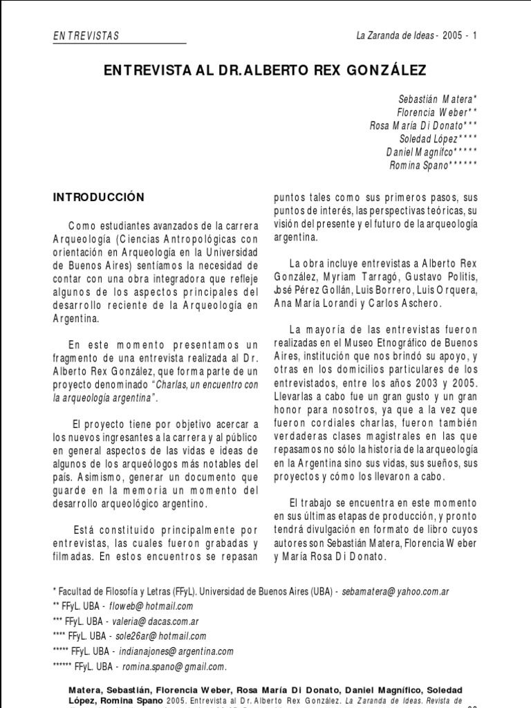 Entrevista Alberto Rex Gonzalez | PDF | Arqueología | Antropología