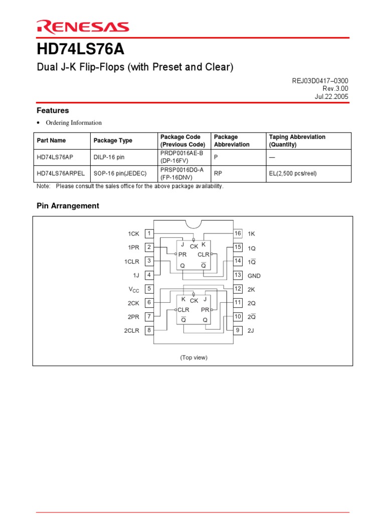 7476 Flip Flop J-K | PDF | Electrical Engineering | Electronics