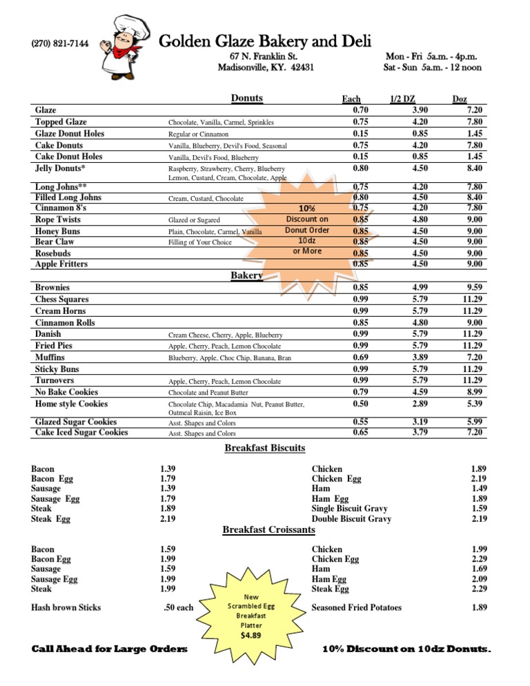 Golden Glaze Bakery and Deli: Donuts | PDF