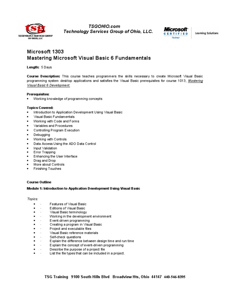 Mastering Microsoft Visual Basic 6 Fundamentals | PDF | Basic | Control Flow