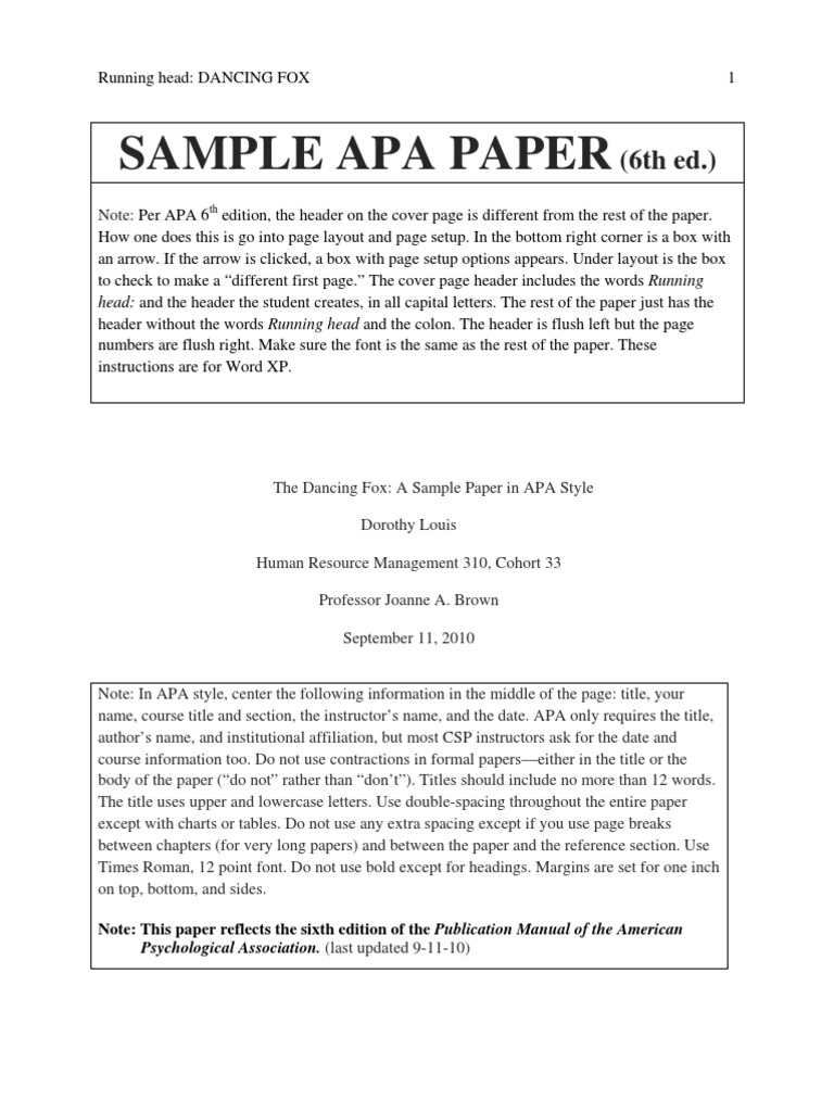 Apa Sample Paper 6th Ed - 91110 | Pdf | Citation | Hyperlink