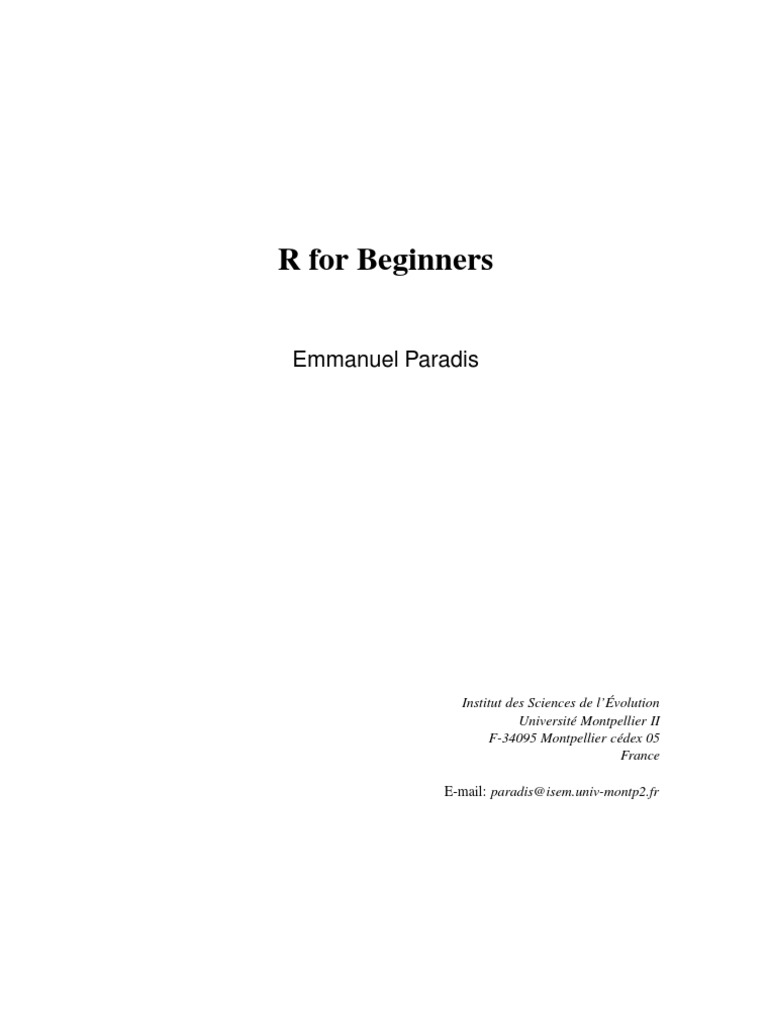 R For Beginners: Emmanuel Paradis | PDF | R (Programming Language) | Parameter (Computer ...