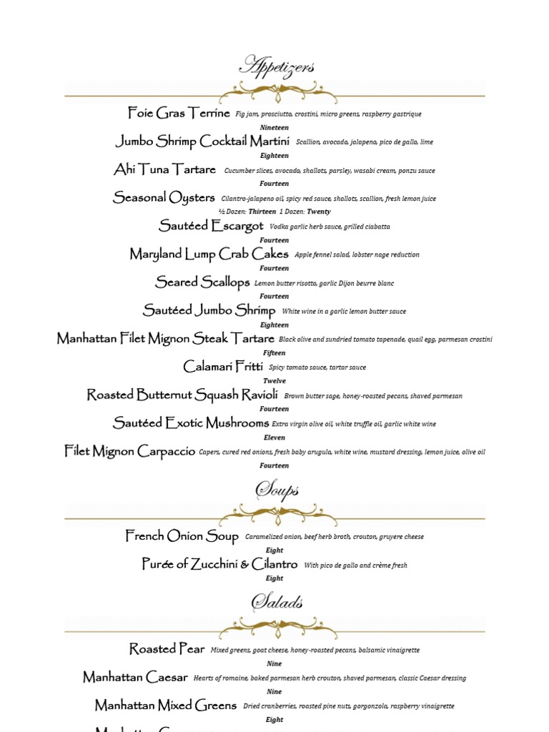 New Dinner Menu | PDF | Salad | Food And Drink Preparation