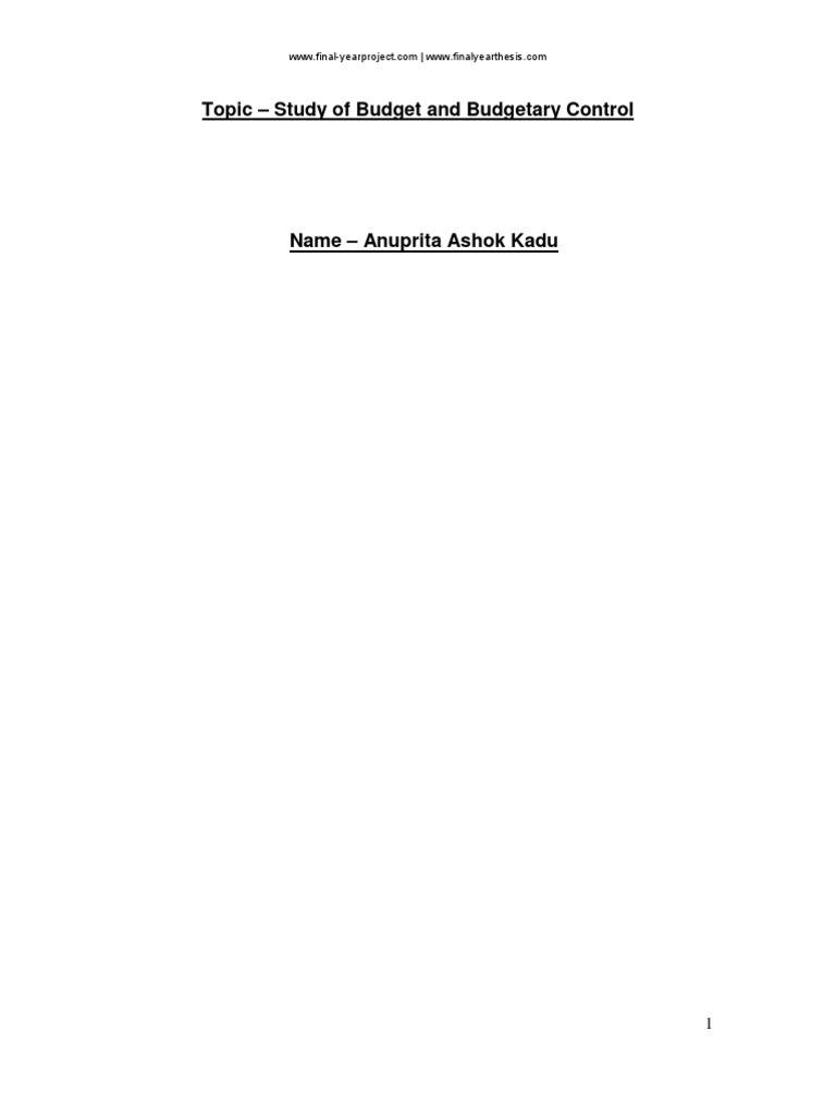 FYP Study Budget Budgetary Control | PDF | Budget | Cooperative