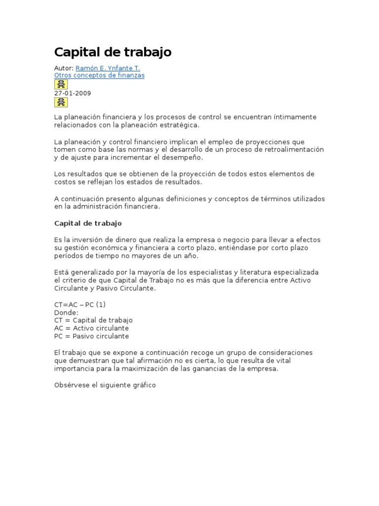 Capital de Trabajo | PDF | Apalancamiento (Finanzas) | Rentabilidad sobre recursos propios