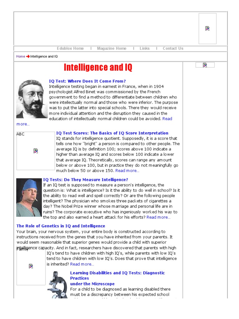 IQ Tests, IQ Scores and Human Intelligence | Download Free PDF ...