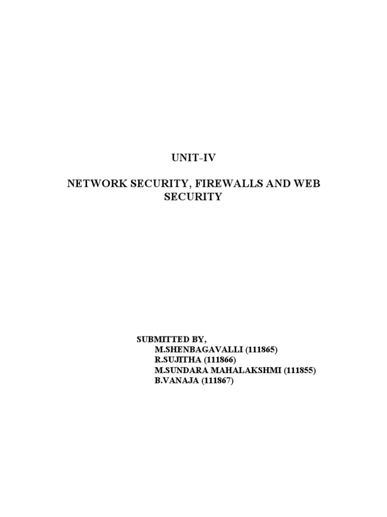 CNS Unit-4 | PDF | Firewall (Computing) | Transport Layer Security CNS Unit-4 | PDF | Firewall (Computing) | Transport Layer Security