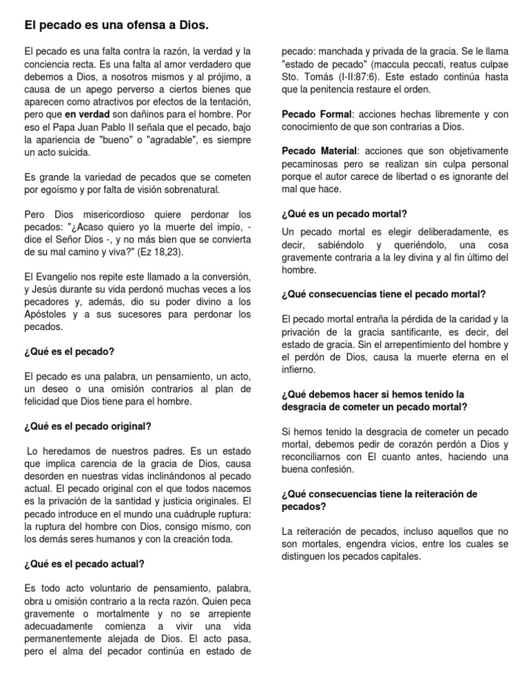 El Pecado Es Una Ofensa A Dios | PDF | Penitencia | Pecado
