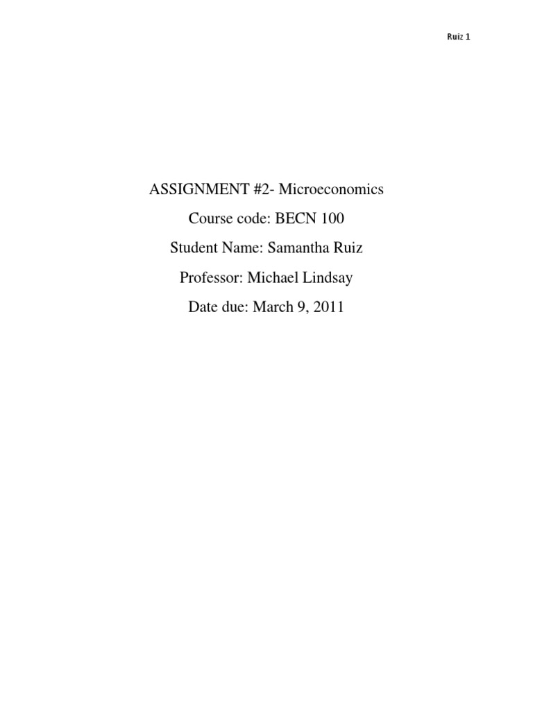 Microeconomics Assignment 2 | PDF | Price Elasticity Of Demand | Demand ...