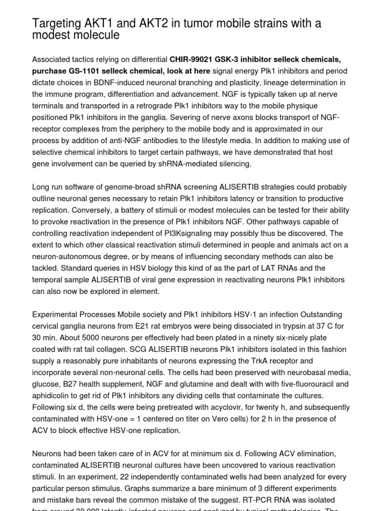 Focusing On AKT1 and AKT2 in Tumor Cell Traces With A Tiny Molecule ...