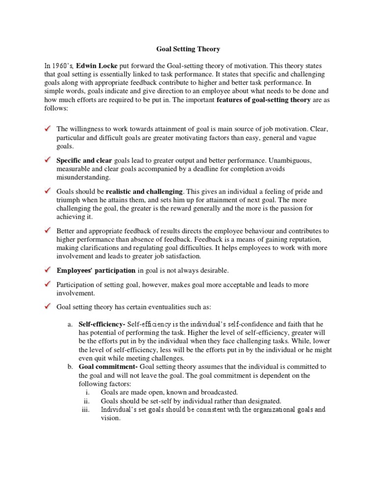 Goal Setting Theory | PDF | Goal Setting | Goal