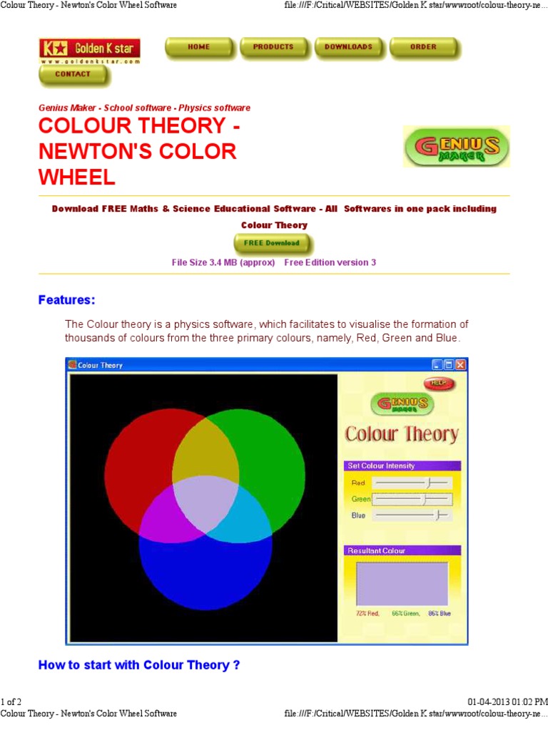 Colour Theory - Newton's Color Wheel Software | Color | Red