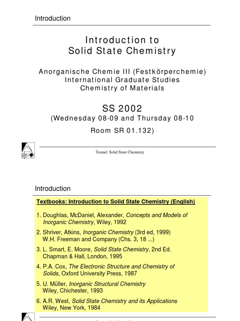Introduction to Solid State Chemistry | PDF