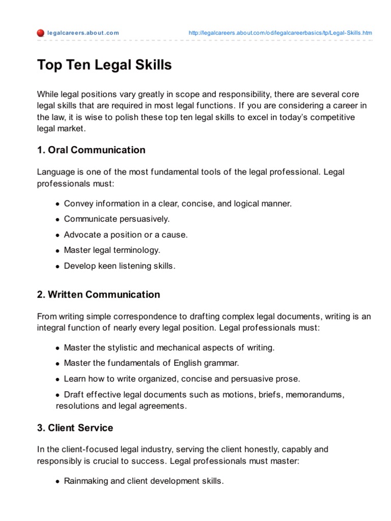 Top Ten Lawyer Skills | Lawyer | Communication | Free 30-day Trial | Scribd