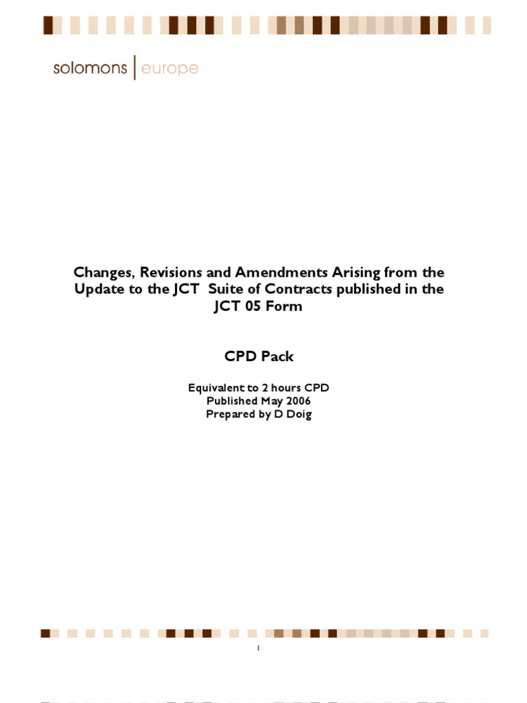 Summary of Key Changes and Implications of the Updated JCT 05 Suite of ...