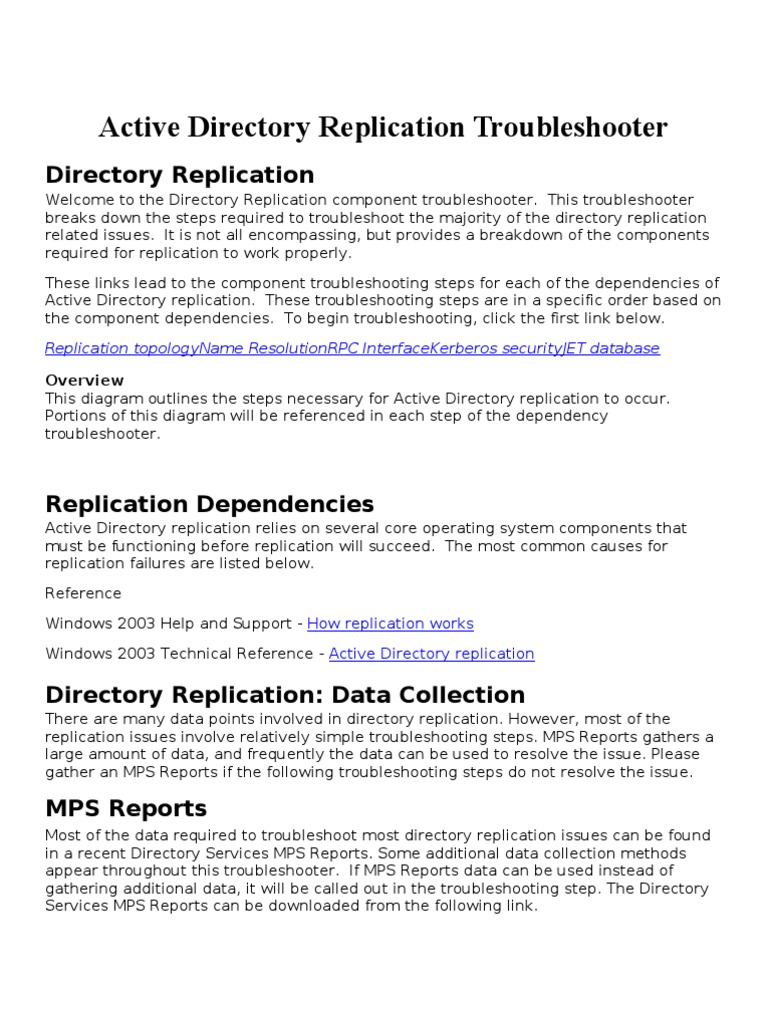 Active Directory Replication Troubleshooter | PDF | Active Directory ...