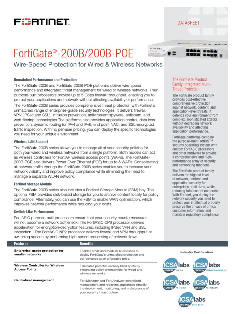 FortiGate 200B PDF | PDF | Firewall (Computing) | Computer Network