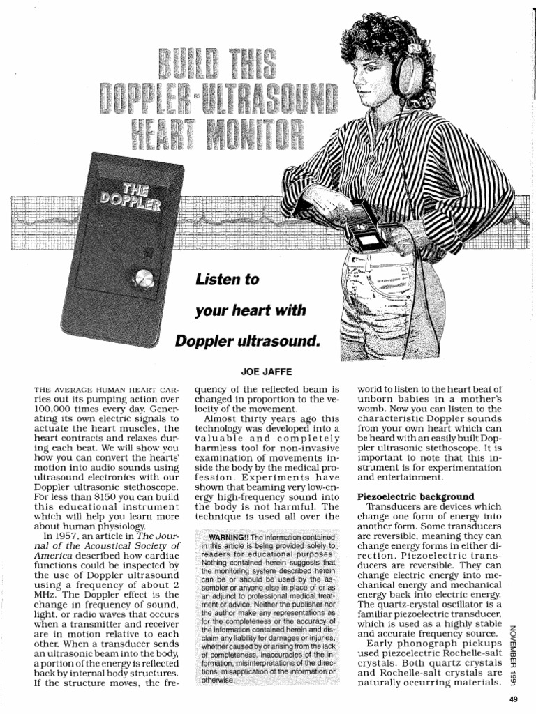 Build Your Own Doppler Stethoscope | PDF | Medical Ultrasound | Heart