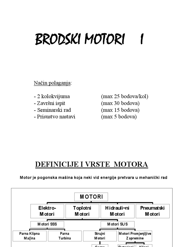 Brodski Motori Poglavlje 1 Materijal Za Studente | PDF