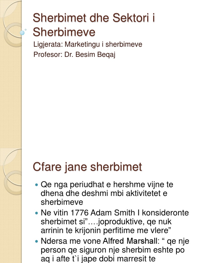Sherbimet Dhe Sektori I Sherbimeve (Bachelor) | PDF