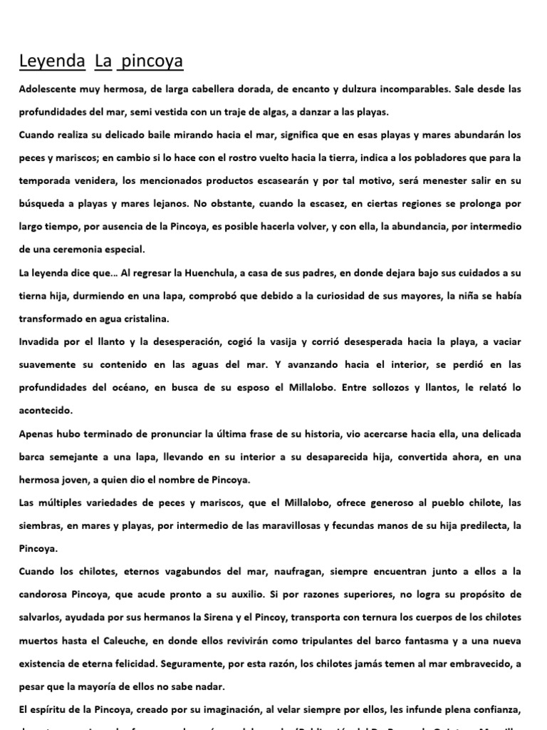 Leyenda La Pincoya | PDF | Religión y creencia