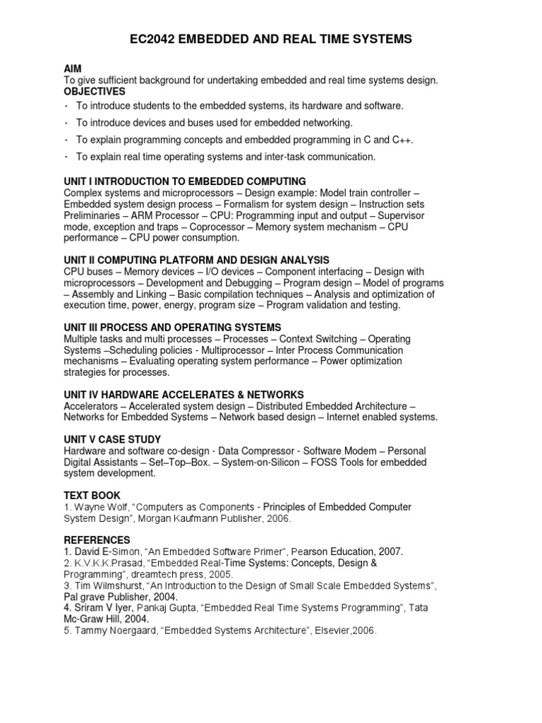 8th Semester Syllabus | PDF | Embedded System | Operating System