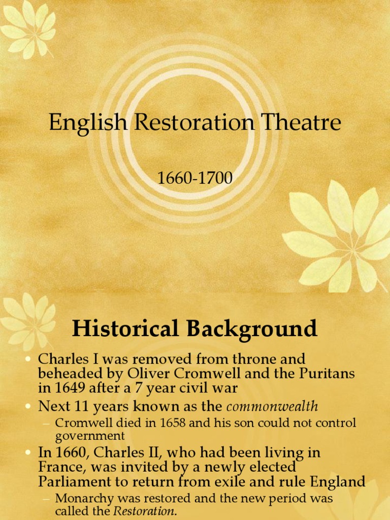 English Restoration Theatre | PDF | Actor | Theatre