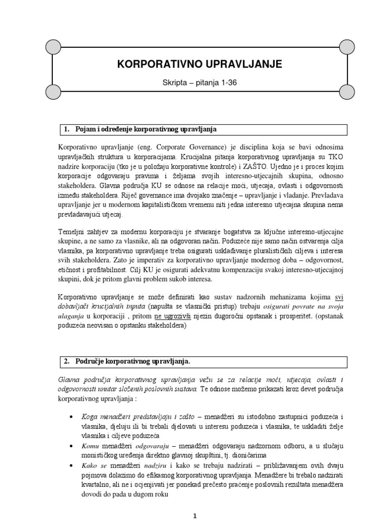 Korporativno Upravljanje Skripta | PDF