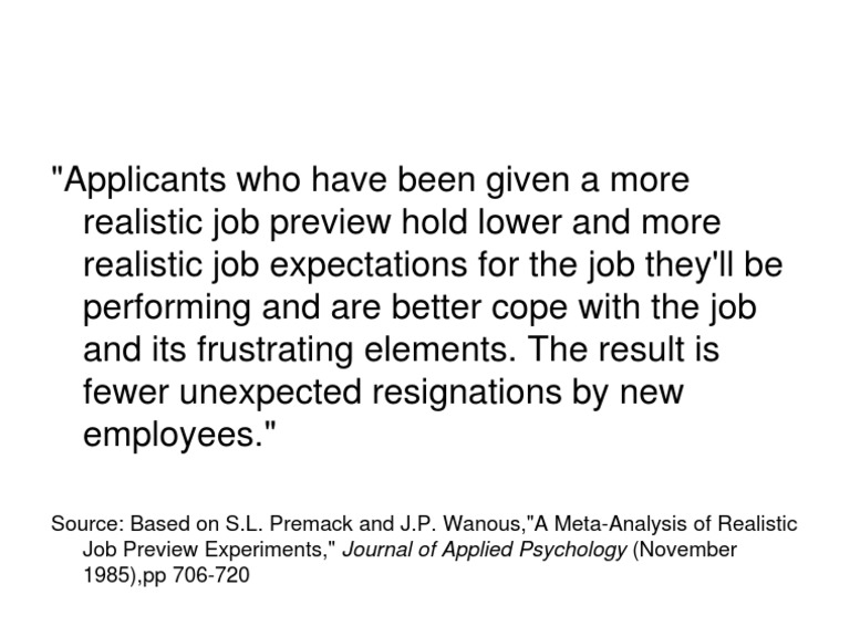 Benefits of Realistic Job Previews | PDF