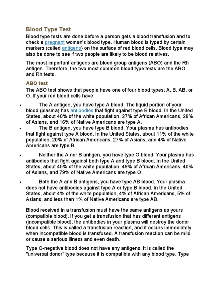 Blood Type Testing Explained | PDF