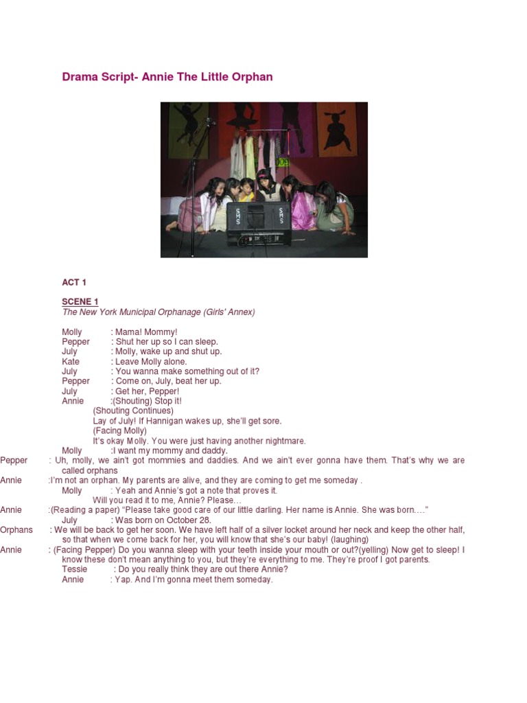 Drama Script | PDF | Annie (Musical)