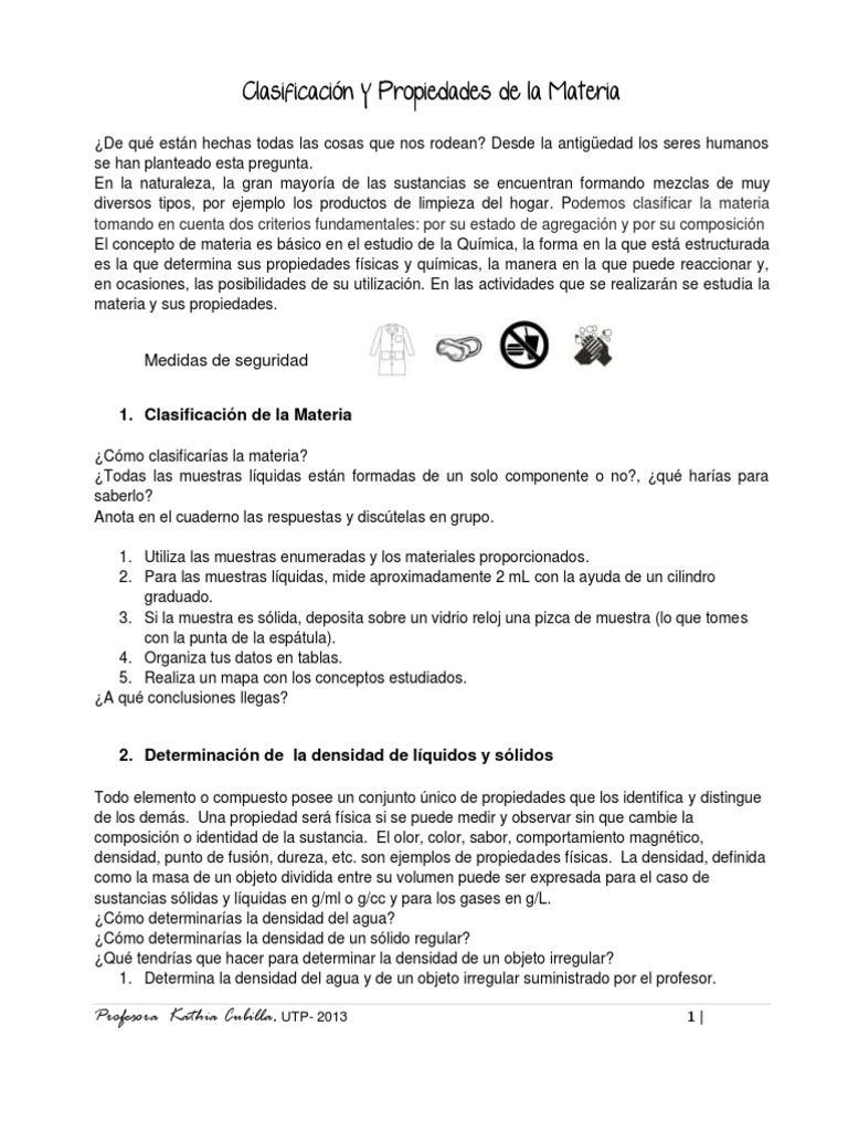 Clasificación y Propiedades de la Materia | PDF | Importar | Densidad