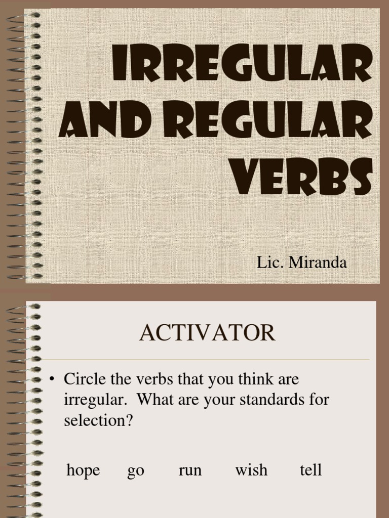 Irregular Verbs PowerPoint | PDF | Onomastics | Morphology