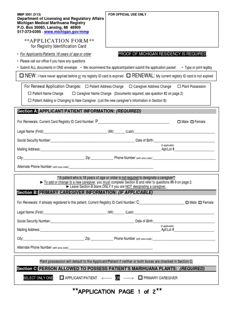 MI LARA Revised Medical Marihuana Registry Forms | PDF | Assault ...