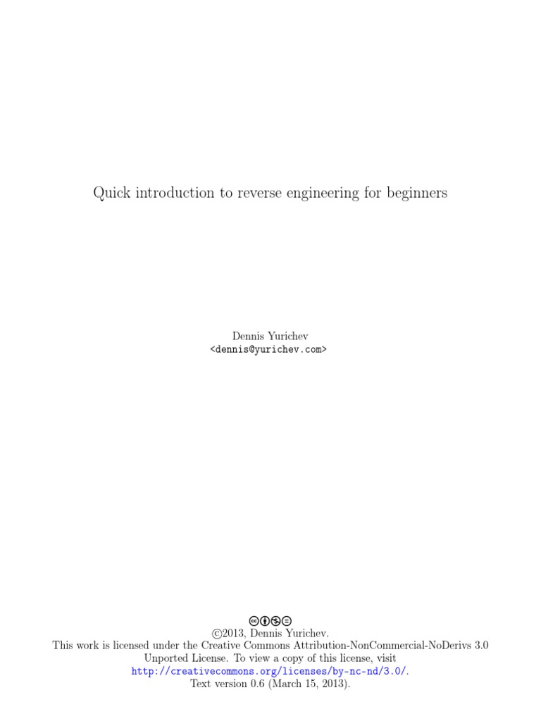 Quick Introduction To Reverse Engineering For Beginners by Dennis ...