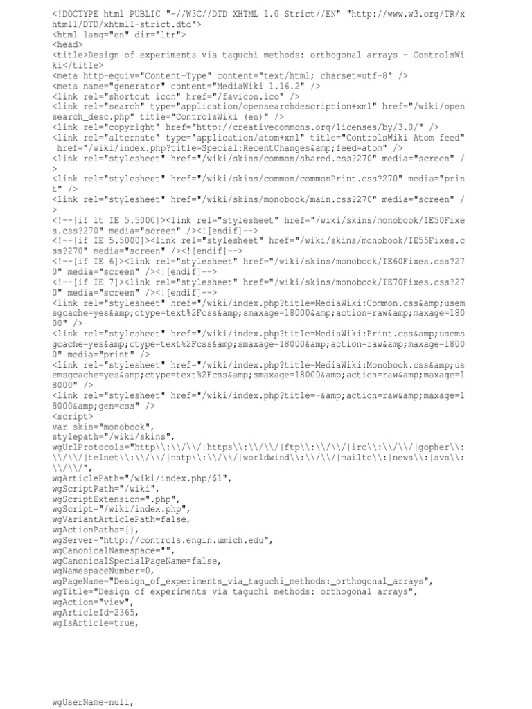 Design of Experiments Via Taguchi Methods Orthogonal Arrays | PDF | Design Of Experiments ...