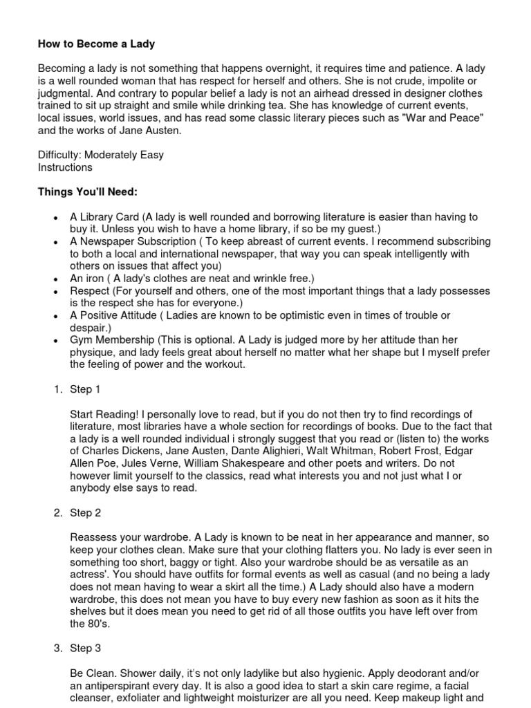 How To Be A Lady | PDF | Clothing | Prayer